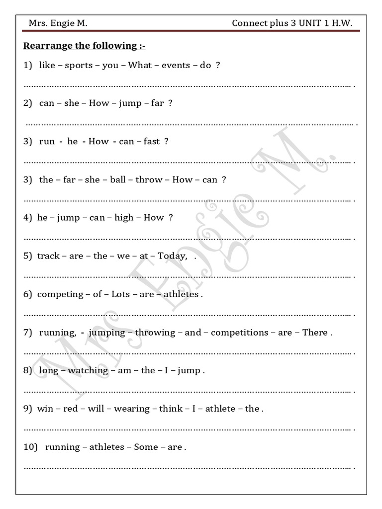 Connect Plus 3 Unit 1 Homework PDF | PDF