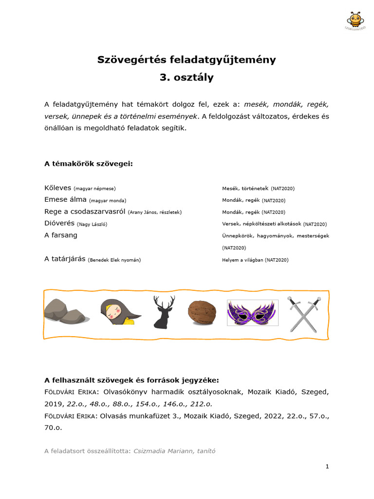 Szövegértés Feladatsor - Harmadik Osztály | PDF