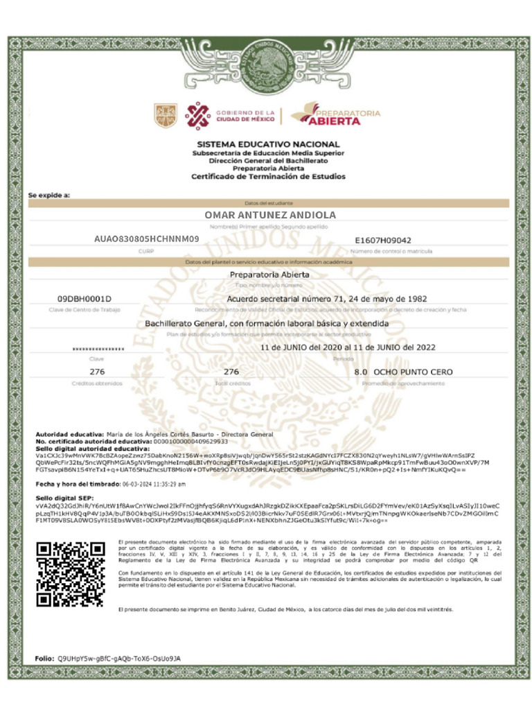 Certificado de Preparatoria | PDF