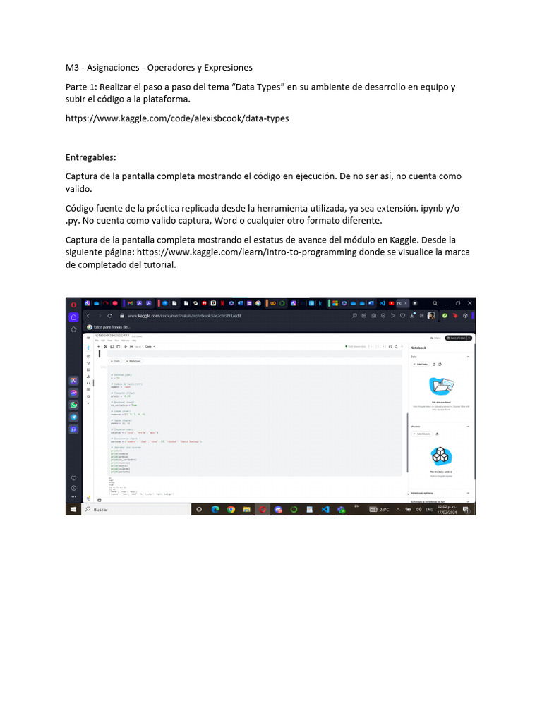 M3 Asignaciones - Operadores y Expresiones | PDF
