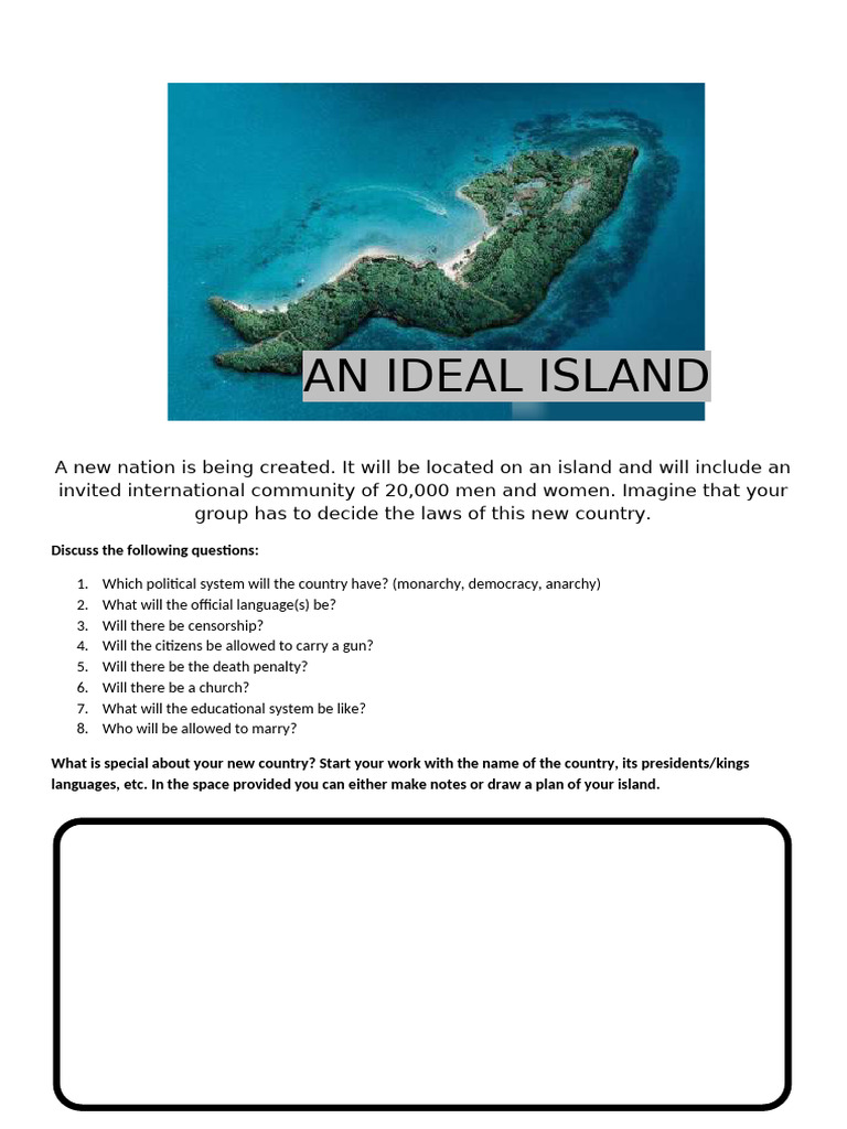 AN IDEAL ISLAND pair work - speaking B2 C1 | PDF