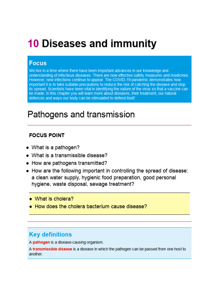 Textbook Chap. 10 Diseases and Immunity | PDF