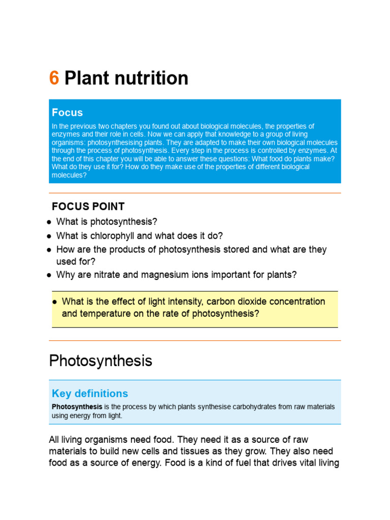 Textbook Chap. 6 Plant Nutrition | PDF