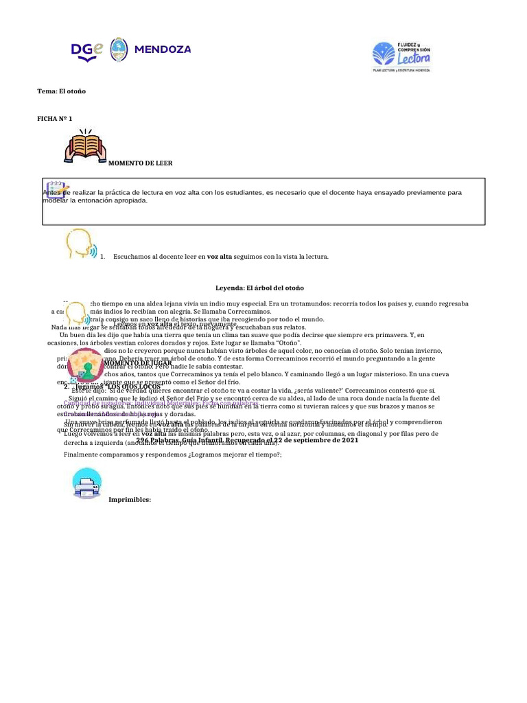 Fichas de Fluidez Lectora para Imprimir | PDF