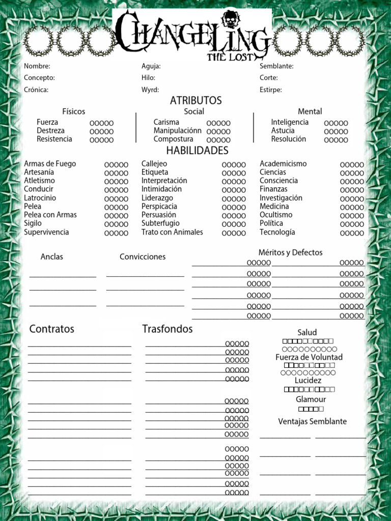 Ficha Changeling V5 Borrador | PDF