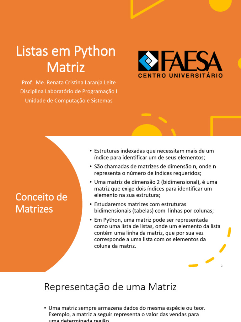 LPI - 9 Listas em Python - Matriz | PDF | Matriz (Matemática) | Python ...