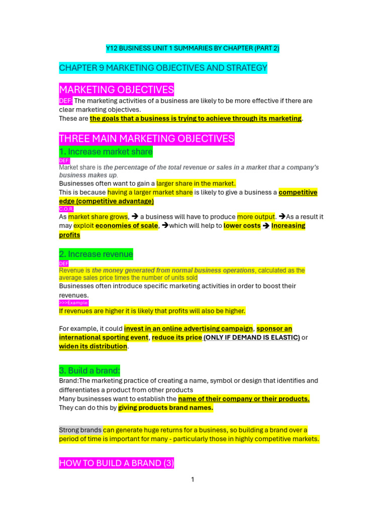 Y12 Bus Unit 1 Summaries (Part 2) | PDF