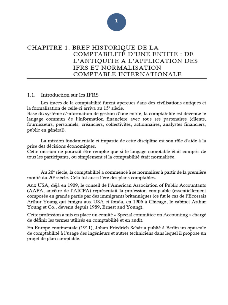 CHAPITRE 1. Bref Historique de La Comptabilité D'une Entité - de 'Antiquité Aux IFRS Et NCI | PDF