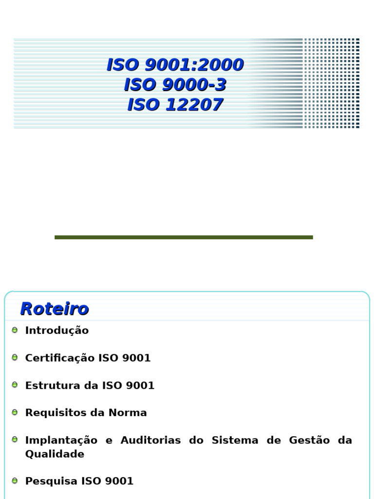 Aula 23 - ISO 9001-2000 - 9000-3 - ISO 12207 | PDF