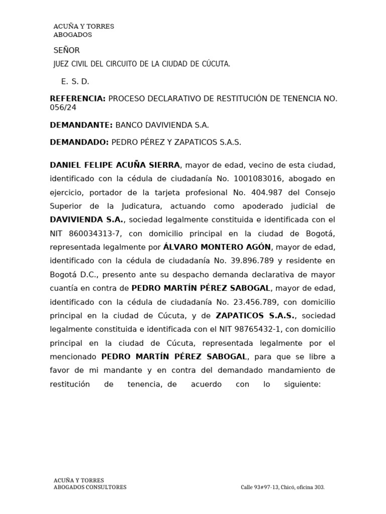 DEMANDA PROCESAL | PDF