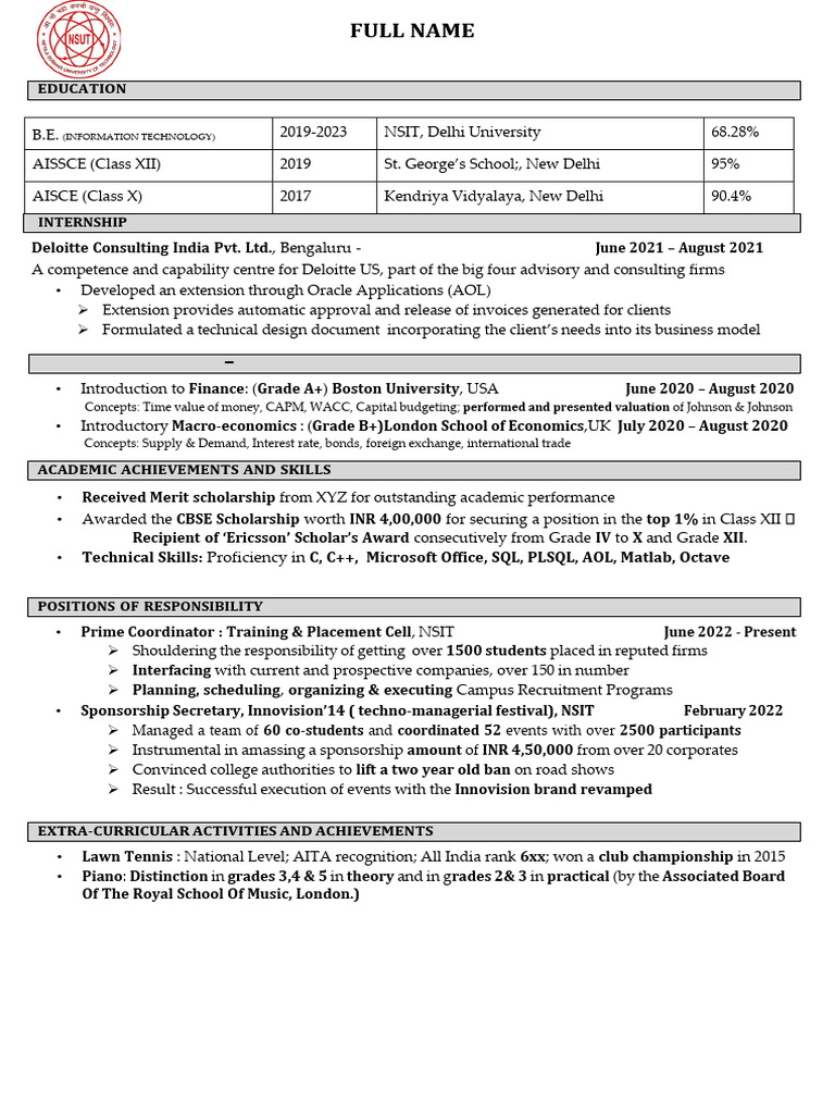 Non Tech Sample Resume | PDF