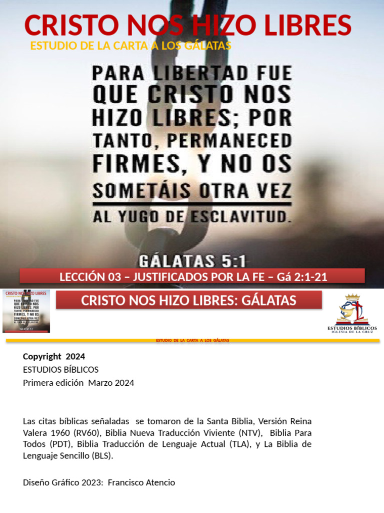 GÁLA03 - JUSTIFICADOS POR LA FE - LECCIÓN 03 - Gá 2,1-21 | PDF | Sola ...