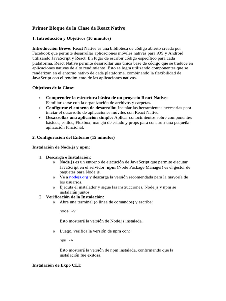 Primer Bloque de La Clase de React Native | PDF