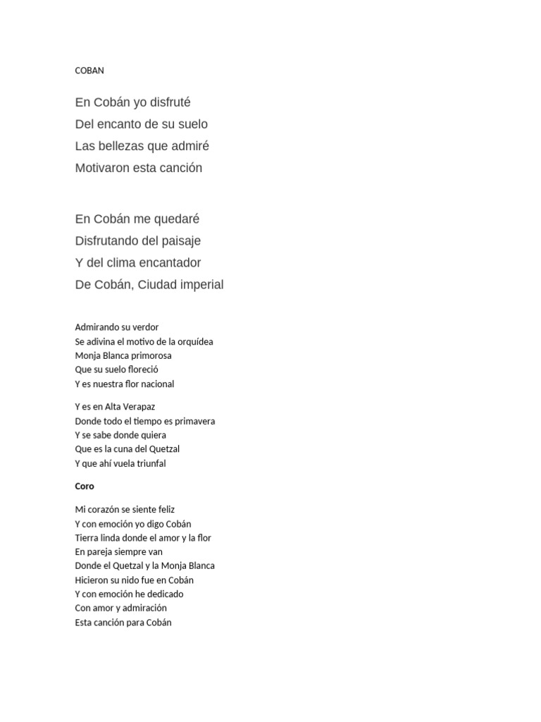 COBAN LETRA | PDF