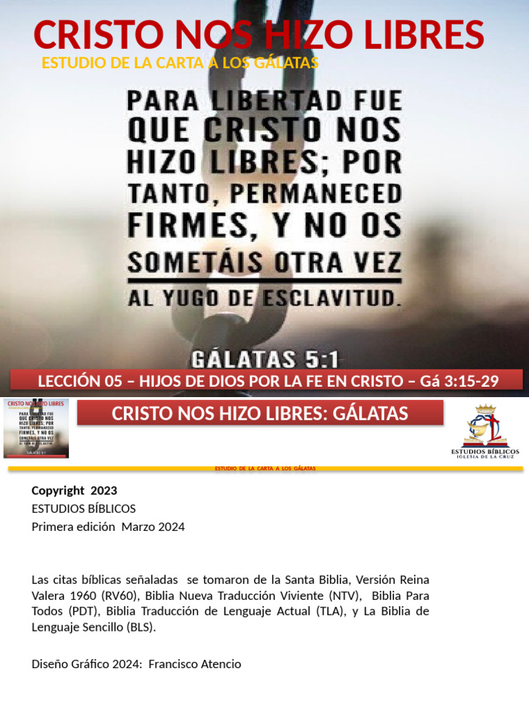 GÁLA05 - HIJOS DE DIOS POR LA FE EN CRISTO - LECCIÓN 05 - Gá 3,15-29 | PDF | Cristo (título) | Fe