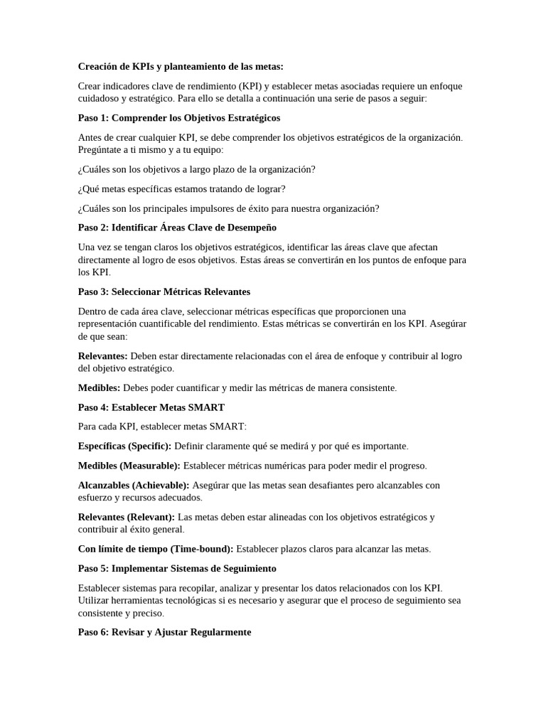 Creación de KPIs y Planteamineto de Las Metas | PDF