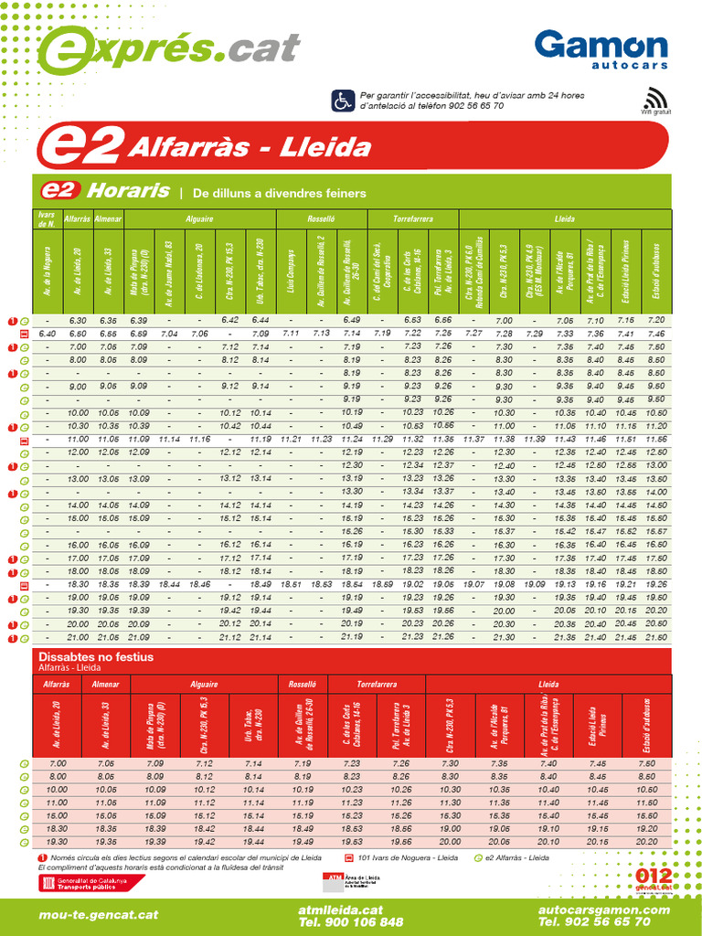 101 E2 Alfarras Lleida A Partir Del 15 Abril 2024 | PDF