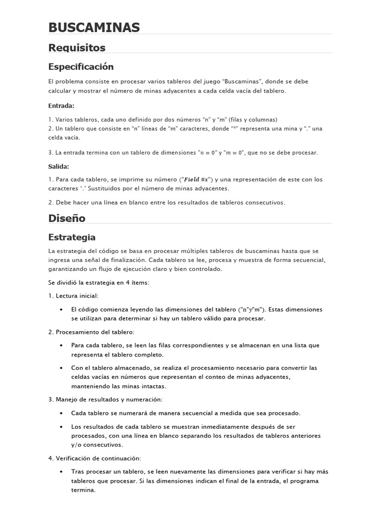 Documento Buscaminas | PDF