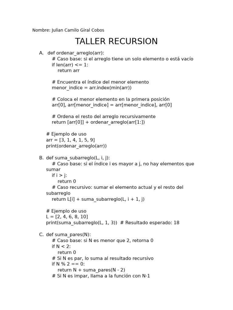 Taller Recursion | PDF