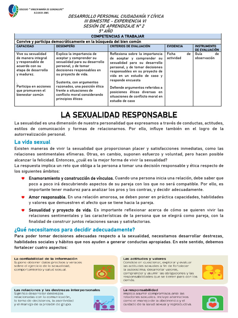 6 E -2 SS DPCC - 5 - LA SEXUALIDAD RESPONSABLE | PDF