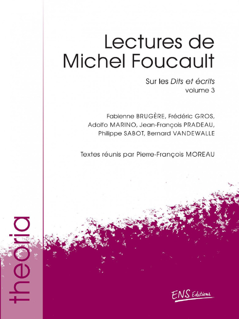 Lectures de Michel Foucault (Pierre-François Moreau (Moreau Etc.) (Z ...