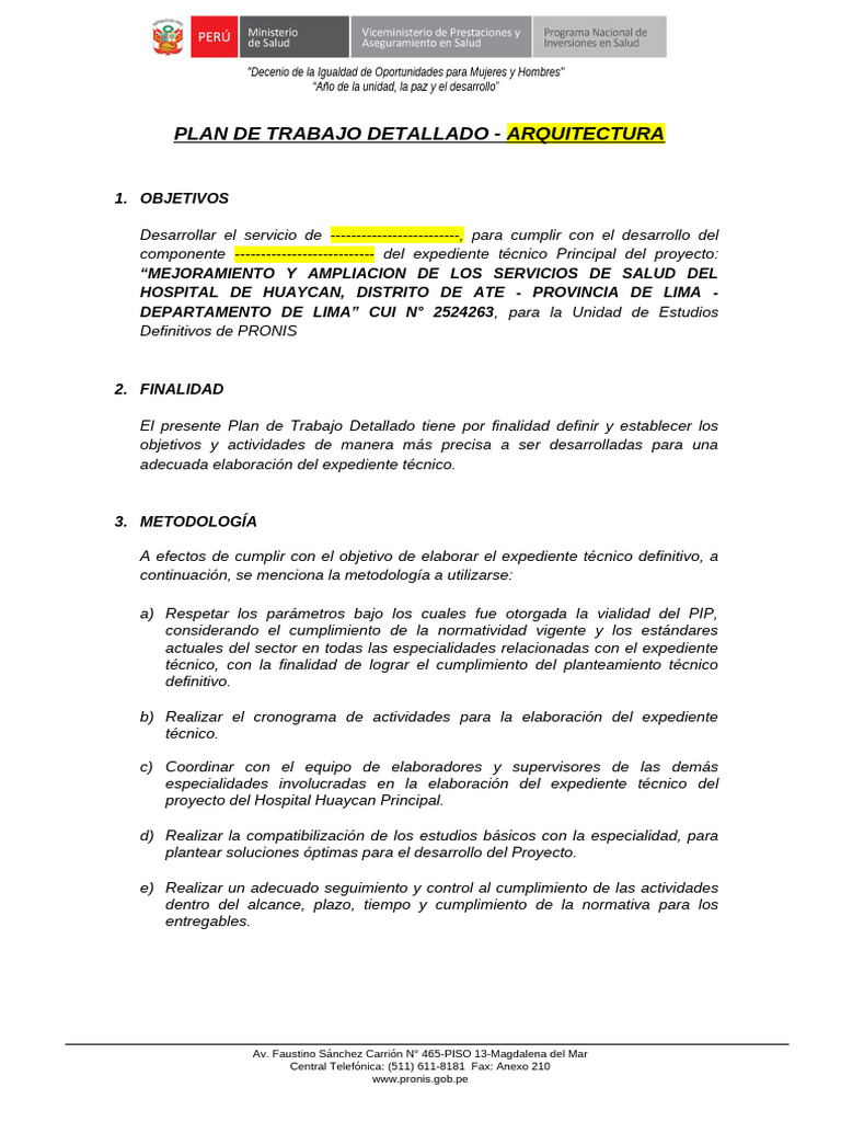 Plan de Trabajo Detallado Huaycan | PDF