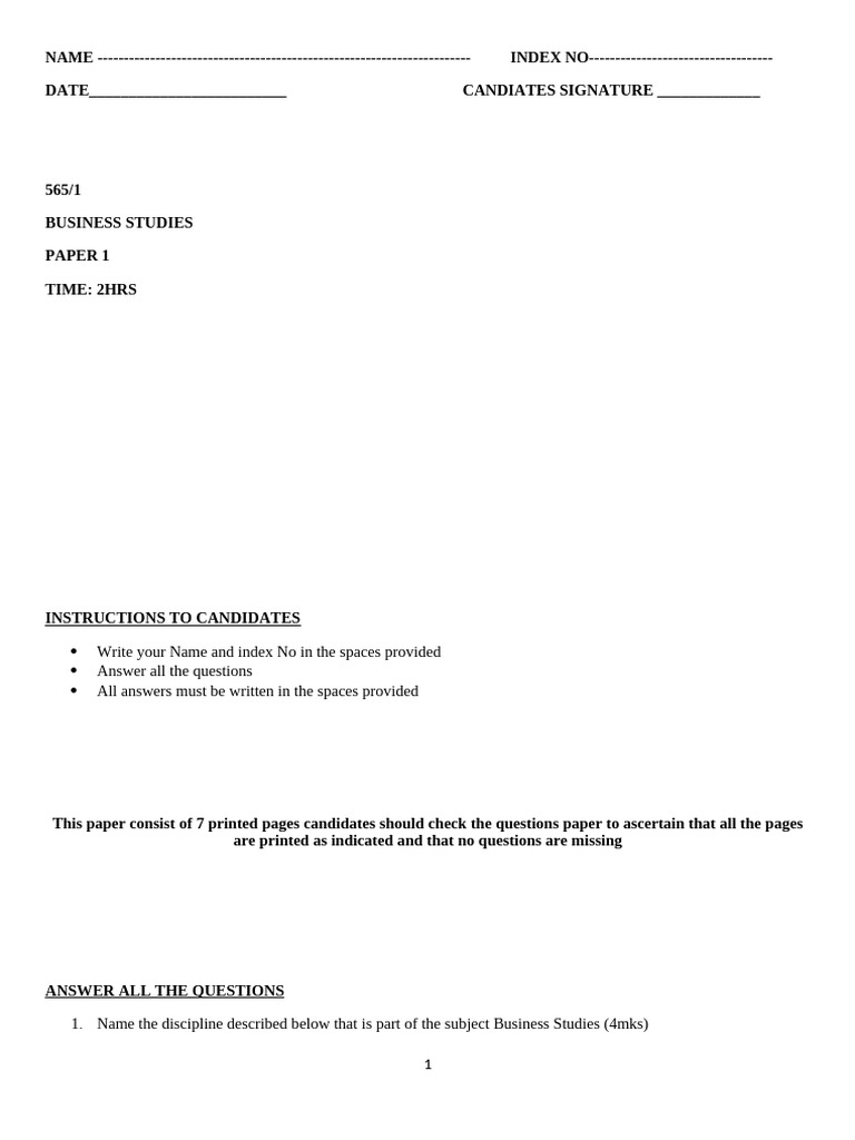 Business Paper 1 f3 | PDF