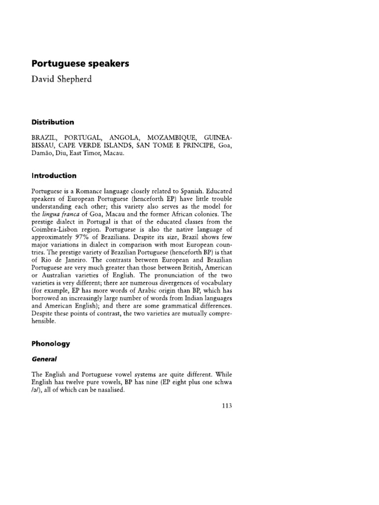 Portugese Speakers | PDF