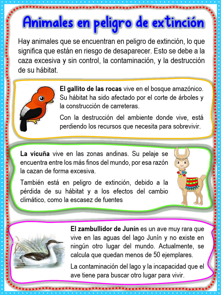 F. Leemos Sobre Los Animales en Peligro de Extinción | PDF | Especie en ...