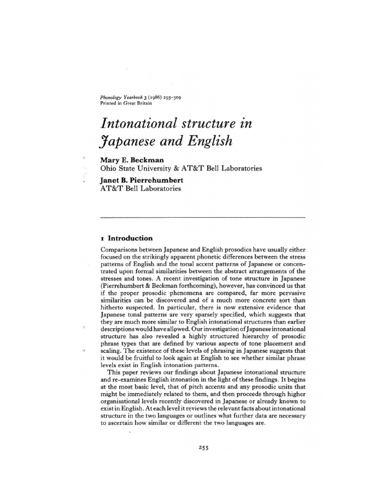 Intonation Japanese English | PDF