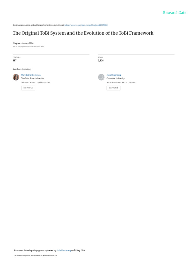 The Original ToBi System and The Evolution of The | PDF