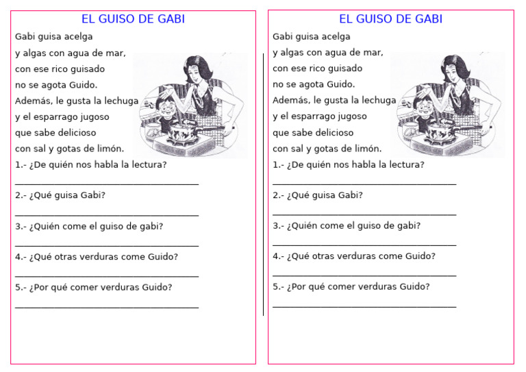 lectura con la letra g | PDF