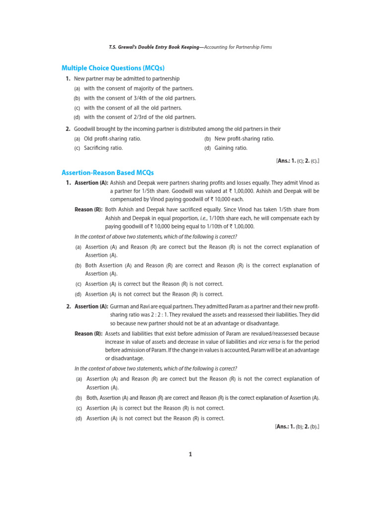 Chapter-4 (Additional MCQs and Assertion-Reason Based MCQS) | PDF
