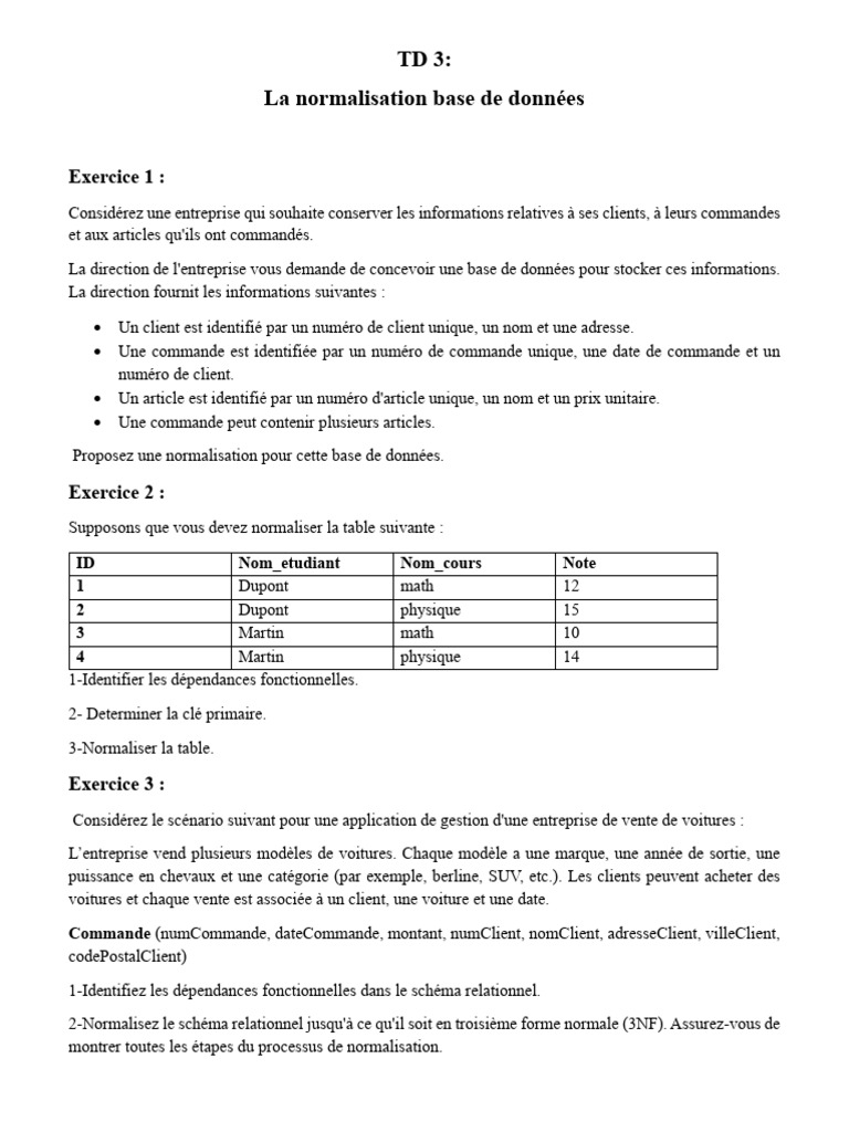 TD Normalisation | PDF