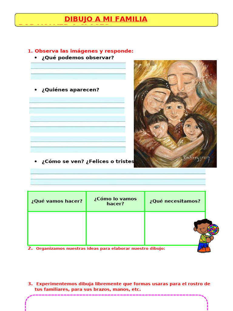 Ficha d5 Arte Dibujo A Mi Familia | PDF