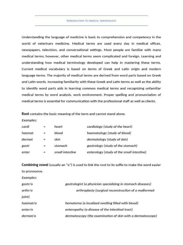 02 - Introduction To Medical Terminology | PDF