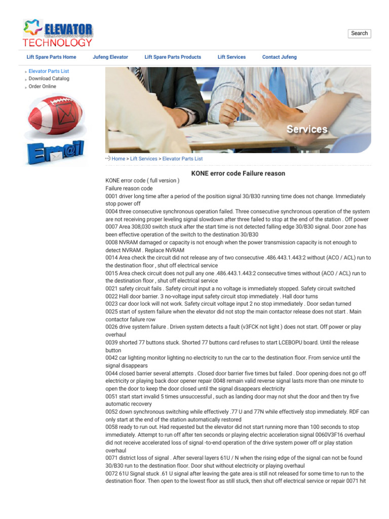 KONE Error Code Failure Reason-Elevator Parts List-Otis Parts, Thyssen ...