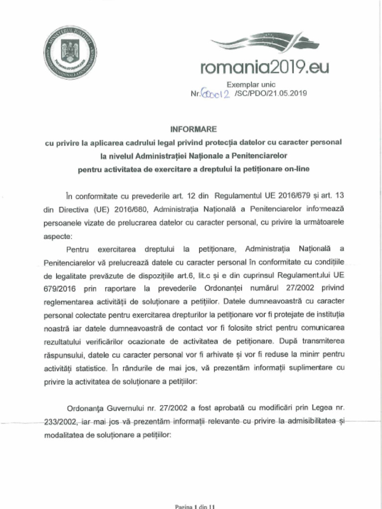 Informare GDPR Petitii On Line | PDF