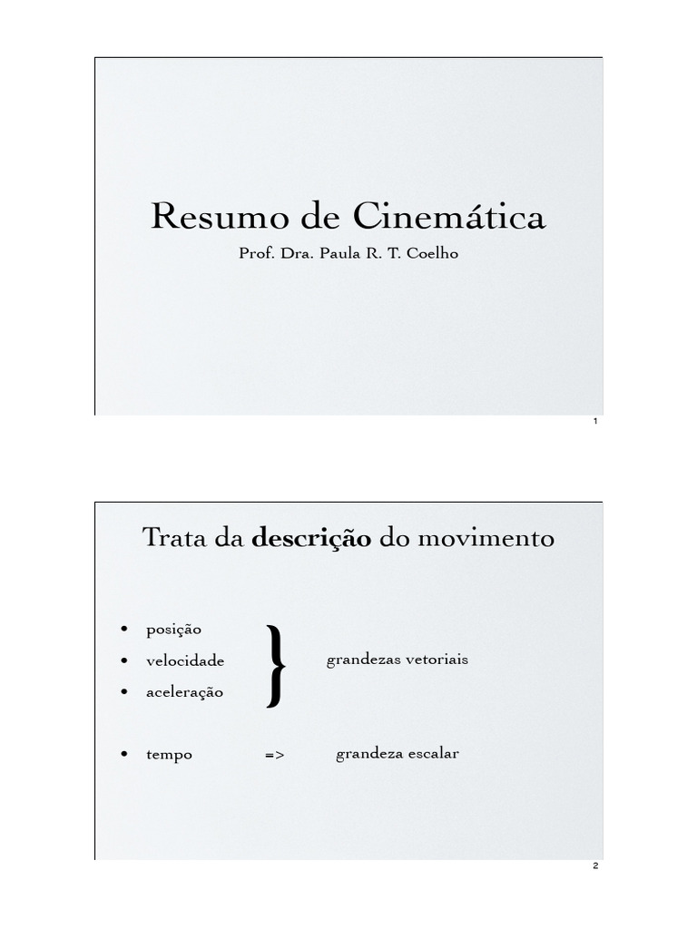 Resumos Cinematica | PDF