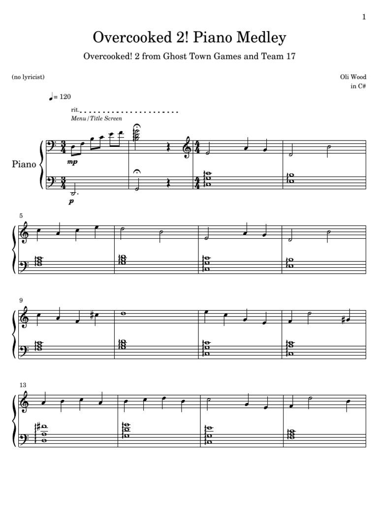 Overcooked 2! Piano Medley | PDF