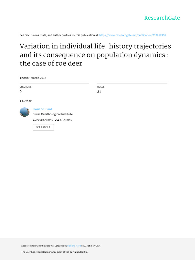 Variation in Individual Life History Trajectories and Its Consequence ...