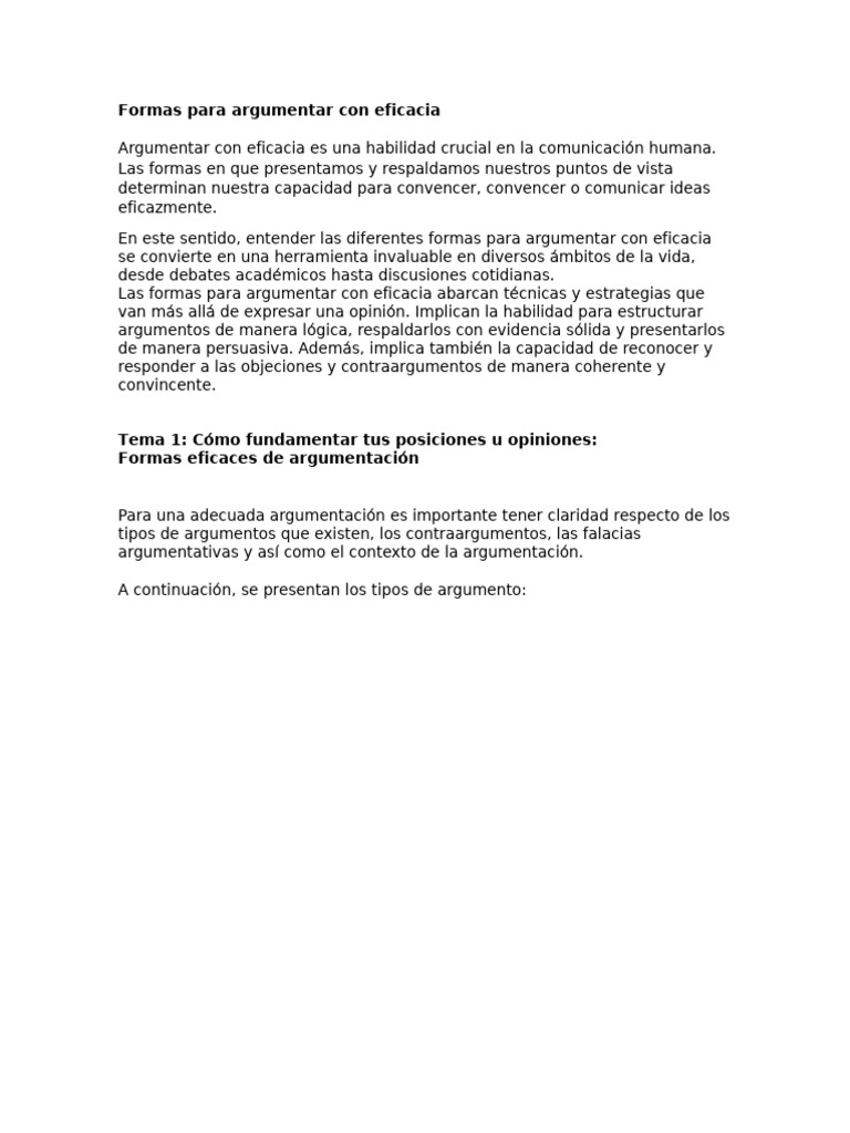 Formas para Argumentar Con Eficacia | PDF