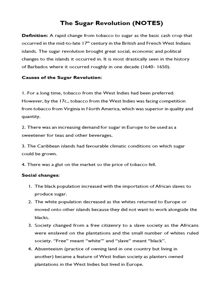 Notes - The Sugar Revolution | PDF