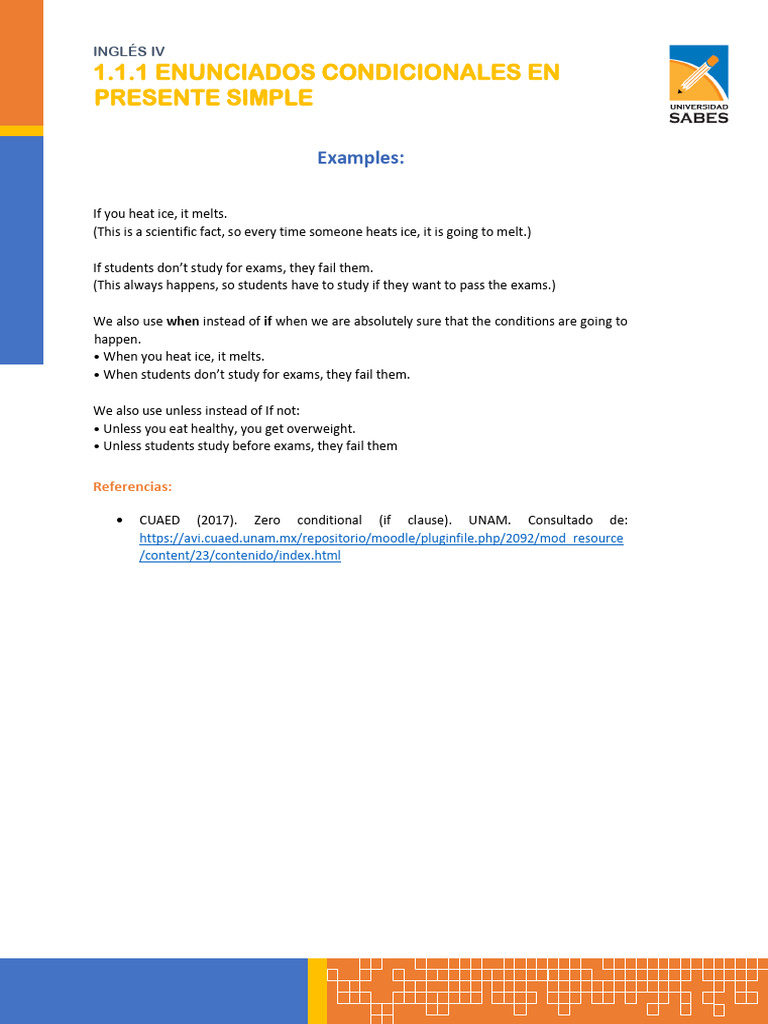 1.1.1 Enunciados Condicionales en Presente Simple | PDF