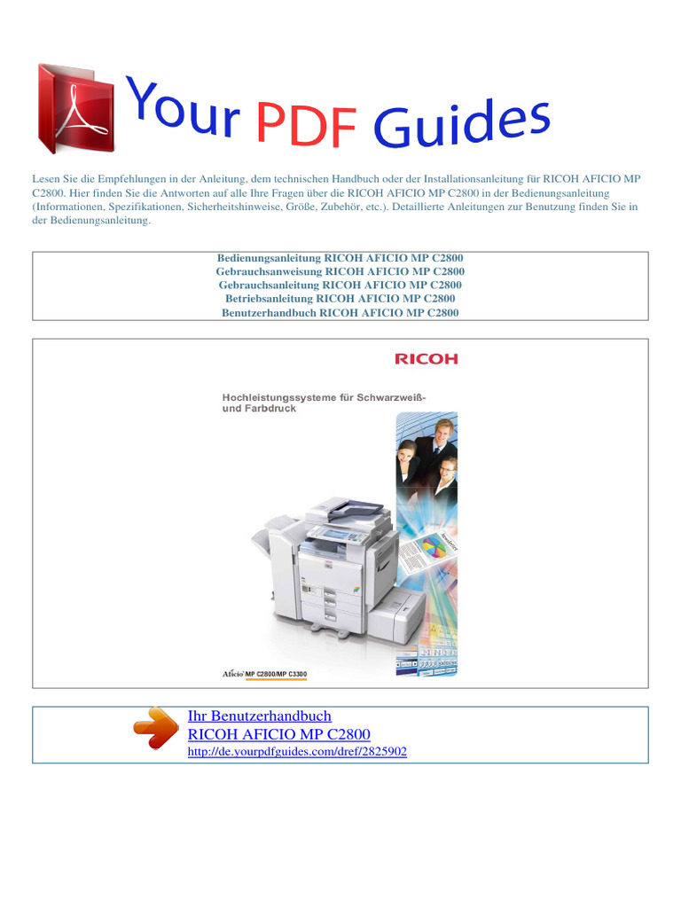 Bedienungsanleitung RICOH AFICIO MP C2800 D | PDF