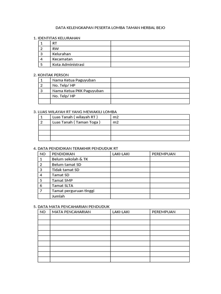 Data Kelengkapan | PDF