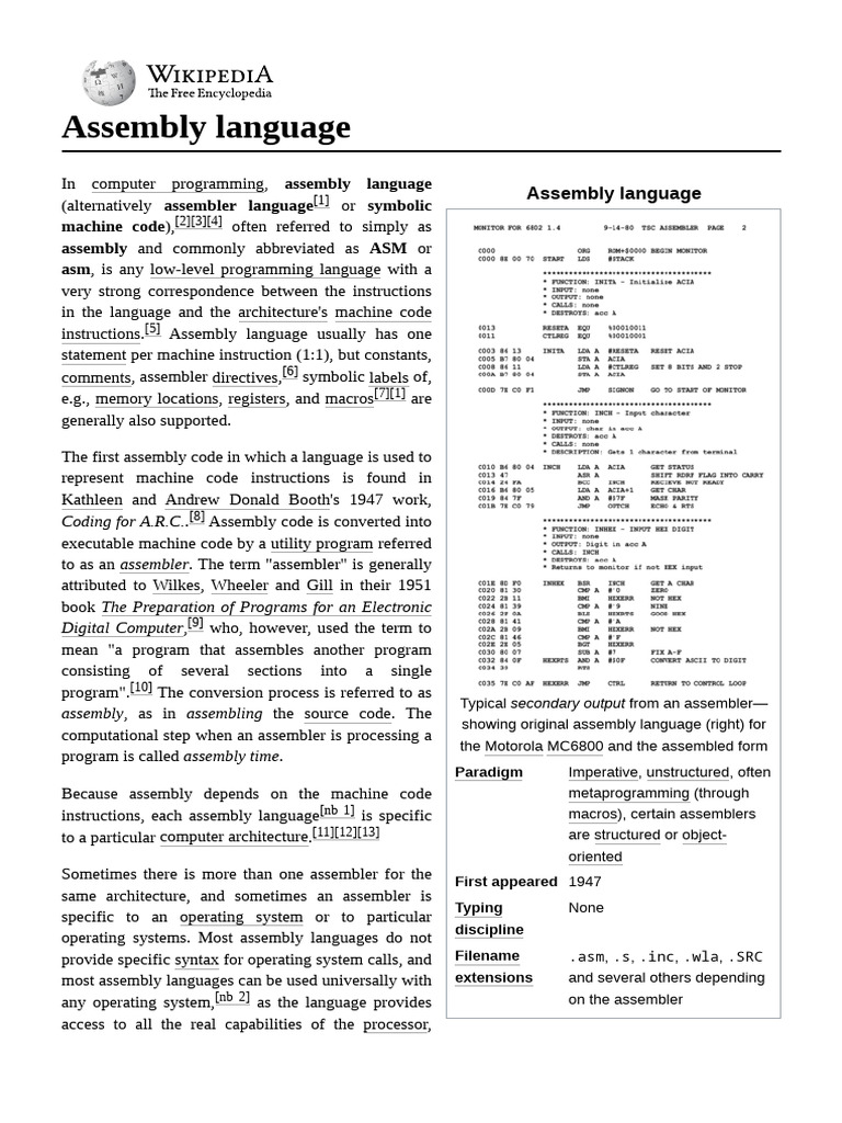 Assembly Language | PDF