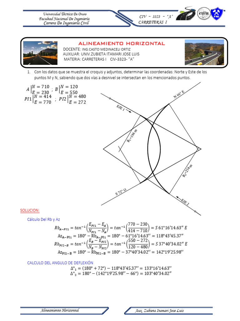 01 Ejercicio Curvas Horizontal | PDF
