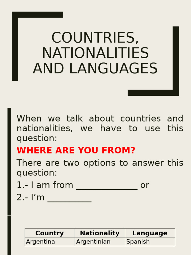 Language and Nationality Guide | PDF | Portuguese Language | Peru