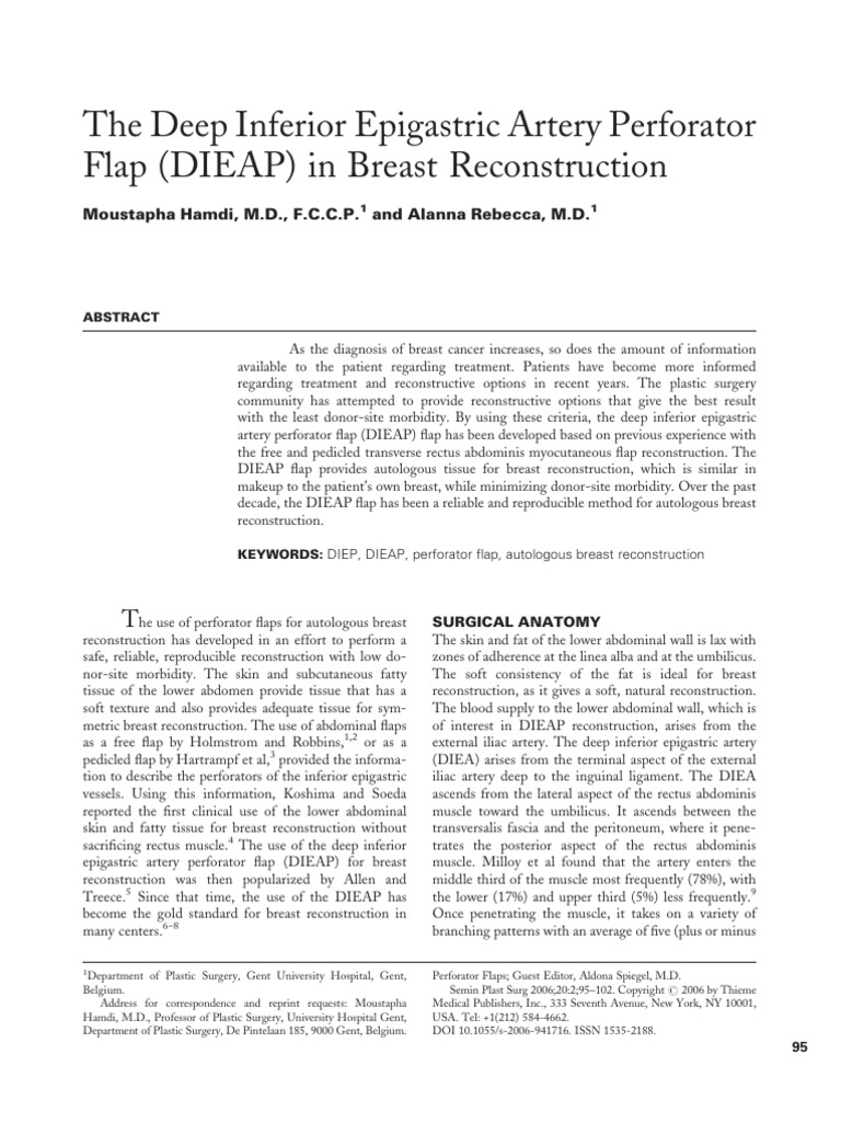 The Deep Inferior Epigastric Artery Perforator | PDF